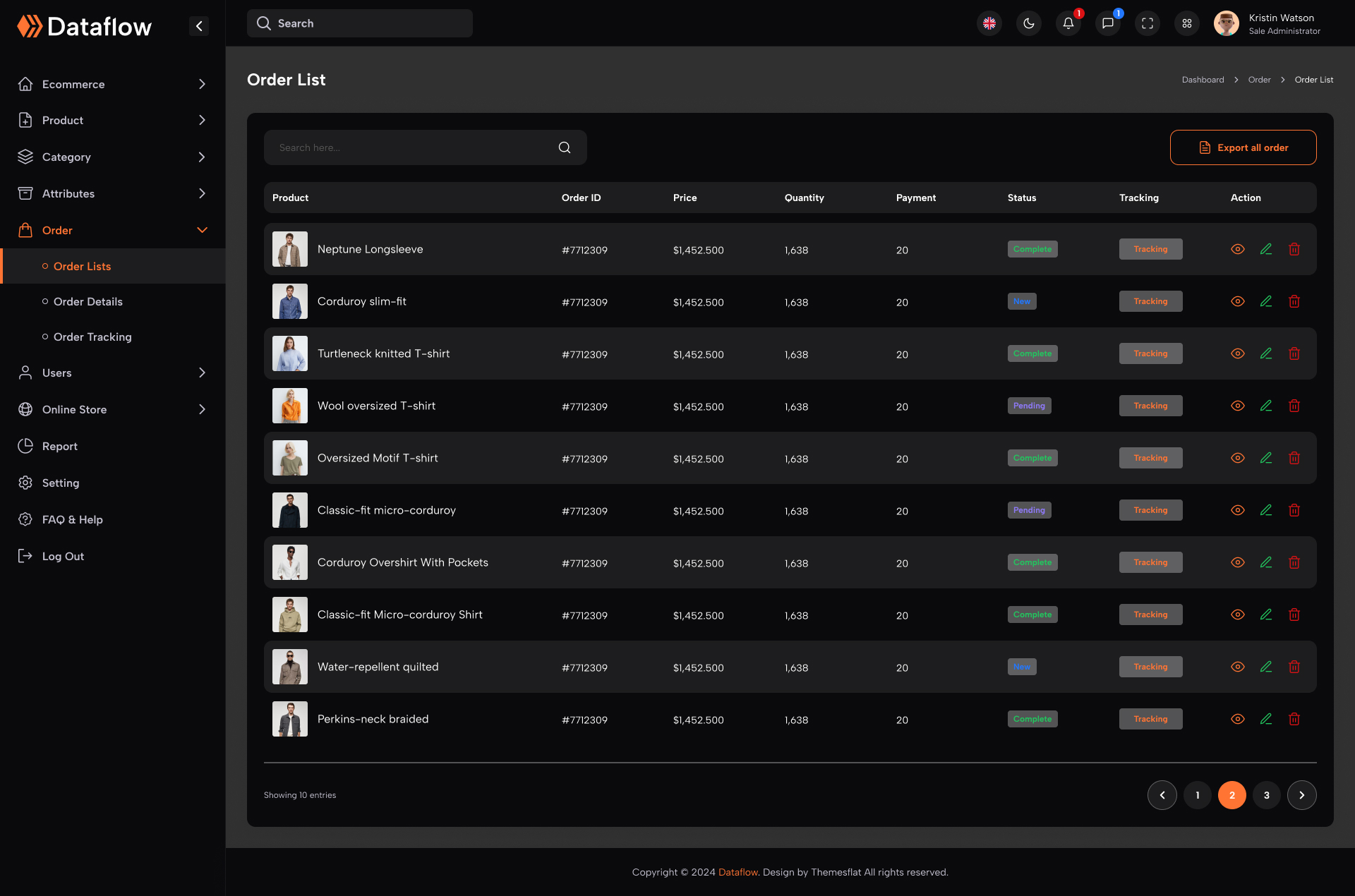 Dataflow - eCommerce Admin Dashboard Figma Template by themesflat | ThemeForest